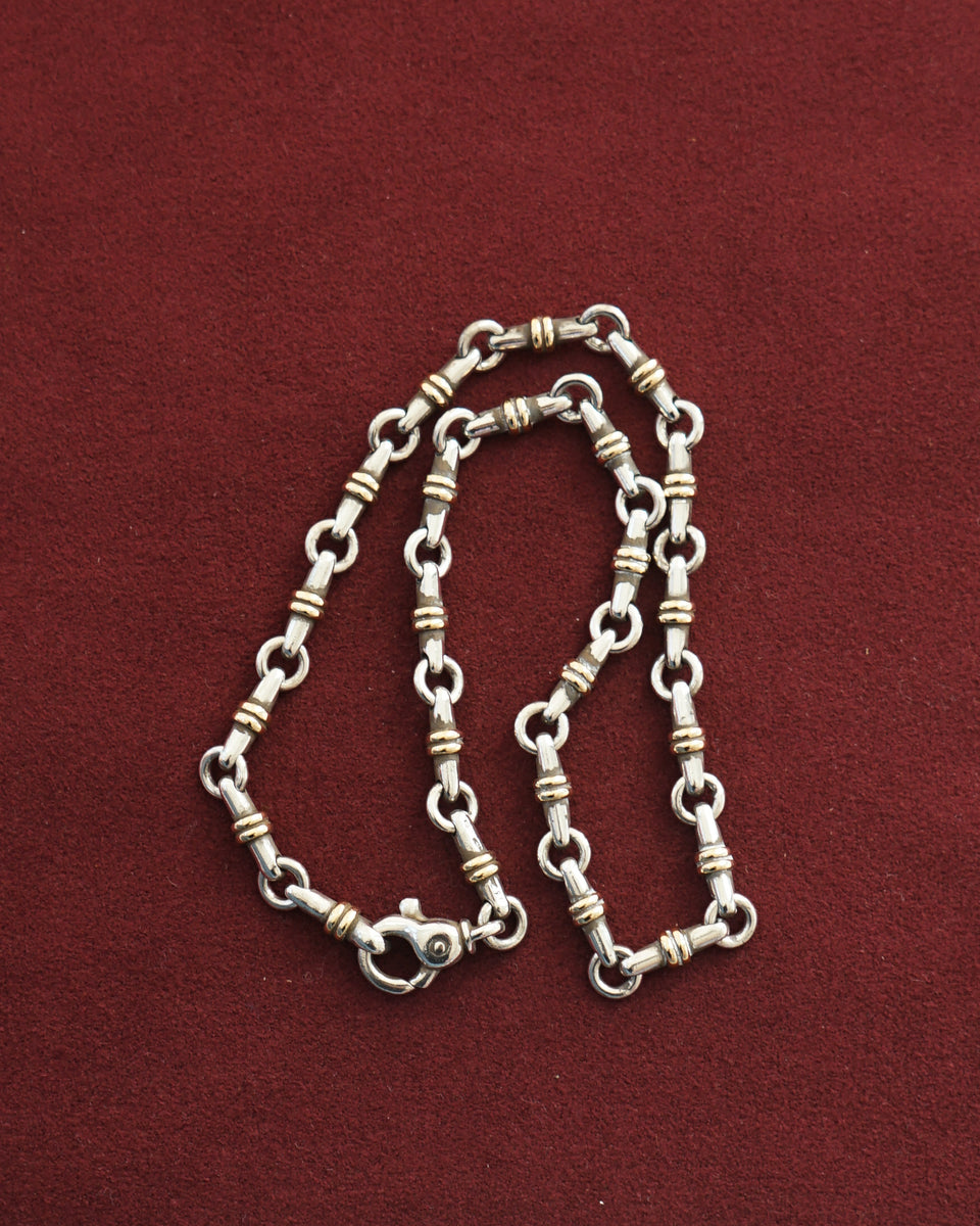 Silver x 18k Gold Bar Link Chain Necklace – Front General Store